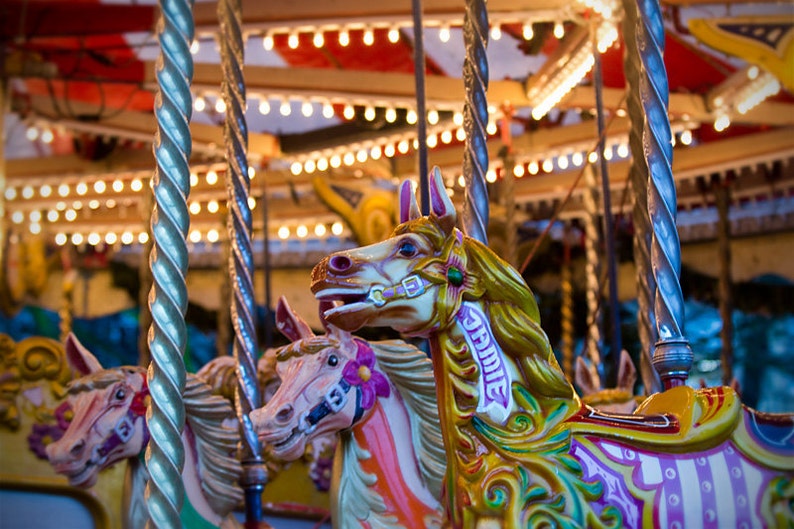 Nursery Art, Carousel Photo, Fairground Art, Carousel Horses, Art for ...