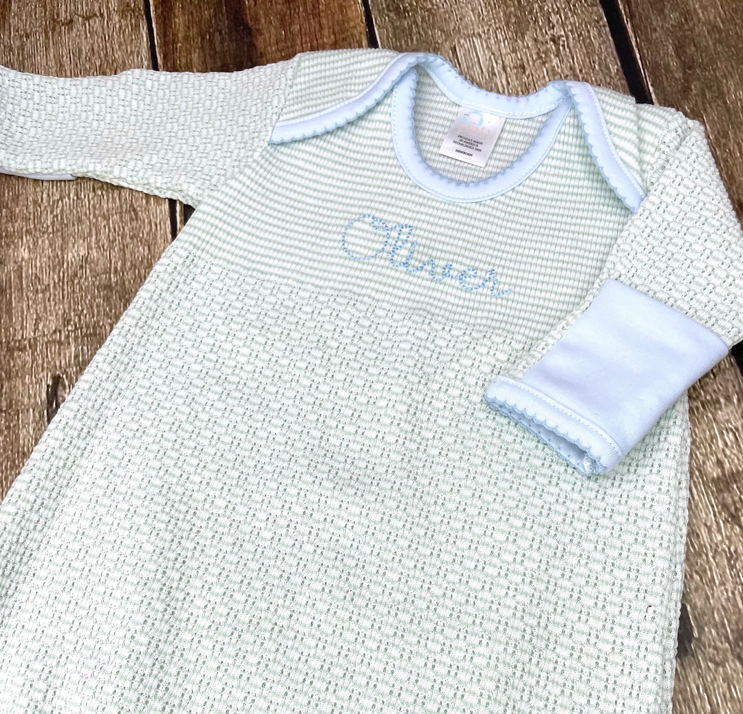 Paty Inc Knit Baby Gown Monogram, Baby Boy Coming Home Outfit, Layette ...
