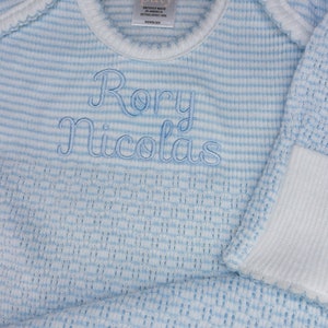 Light Blue Paty Inc Monogrammed Knit Baby Gown, Personalized Baby Boy ...