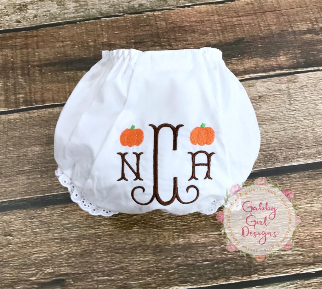 Pumpkin Monogram Diaper Cover Monogrammed Diaper Cover Girls Baby ...