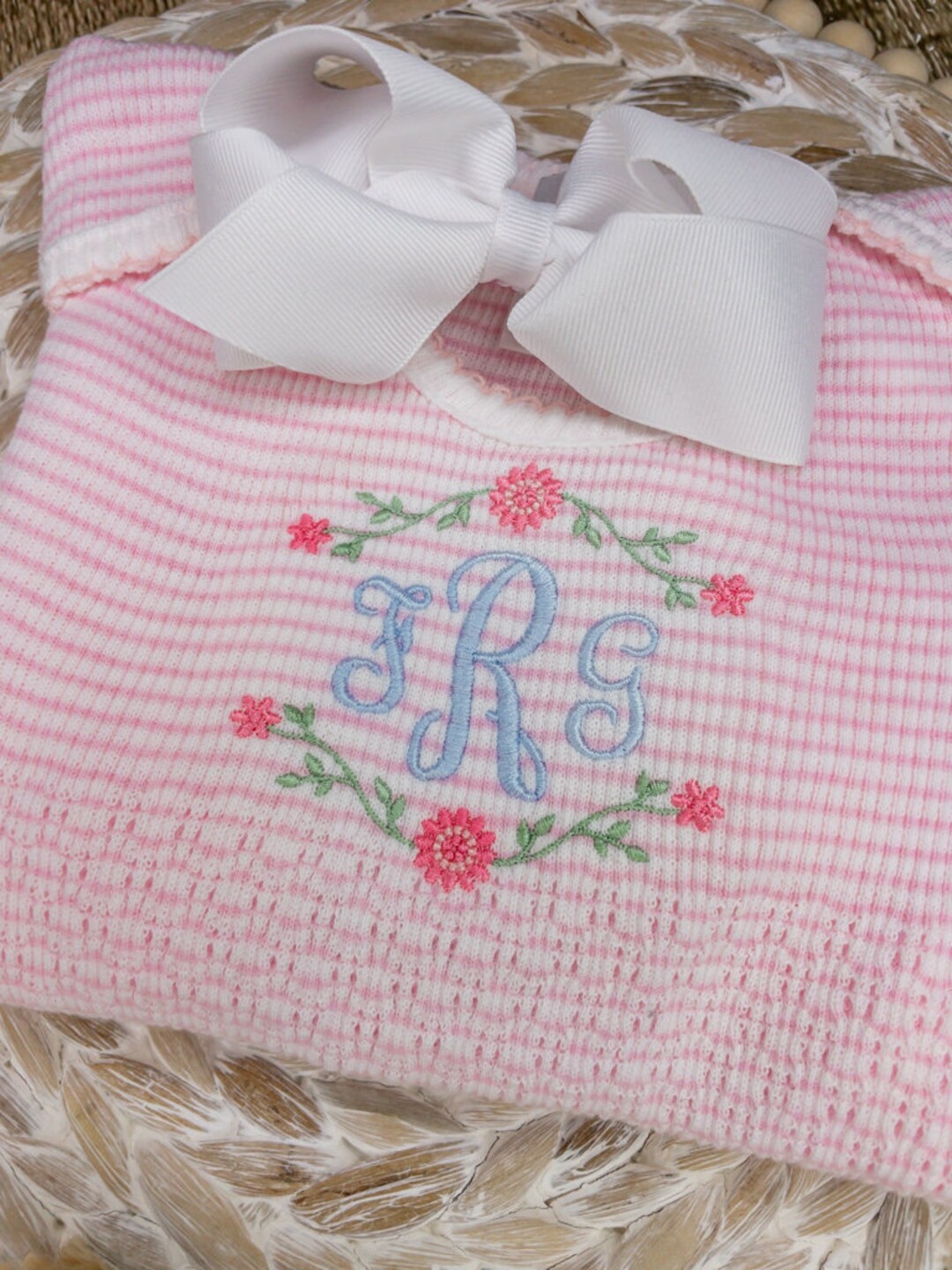 Paty Inc Baby Girl Pink Knit Monogram Gown, Baby Coming Home Outfit ...