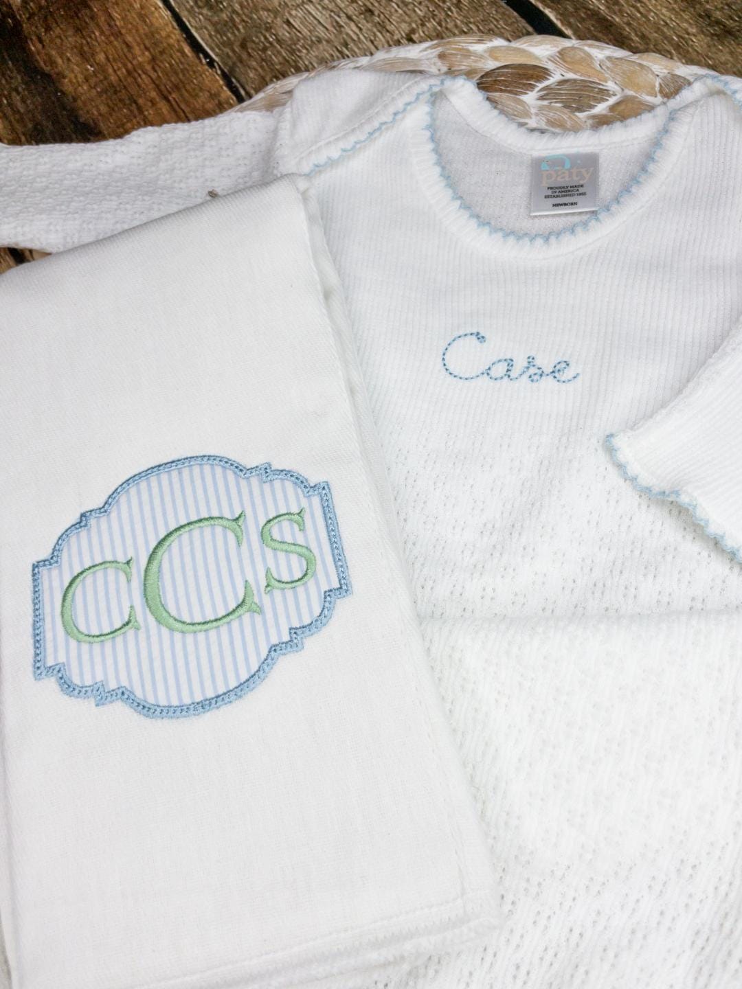 Paty Inc Knit Baby Gown Monogram, Baby Boy Coming Home Outfit, Layette ...