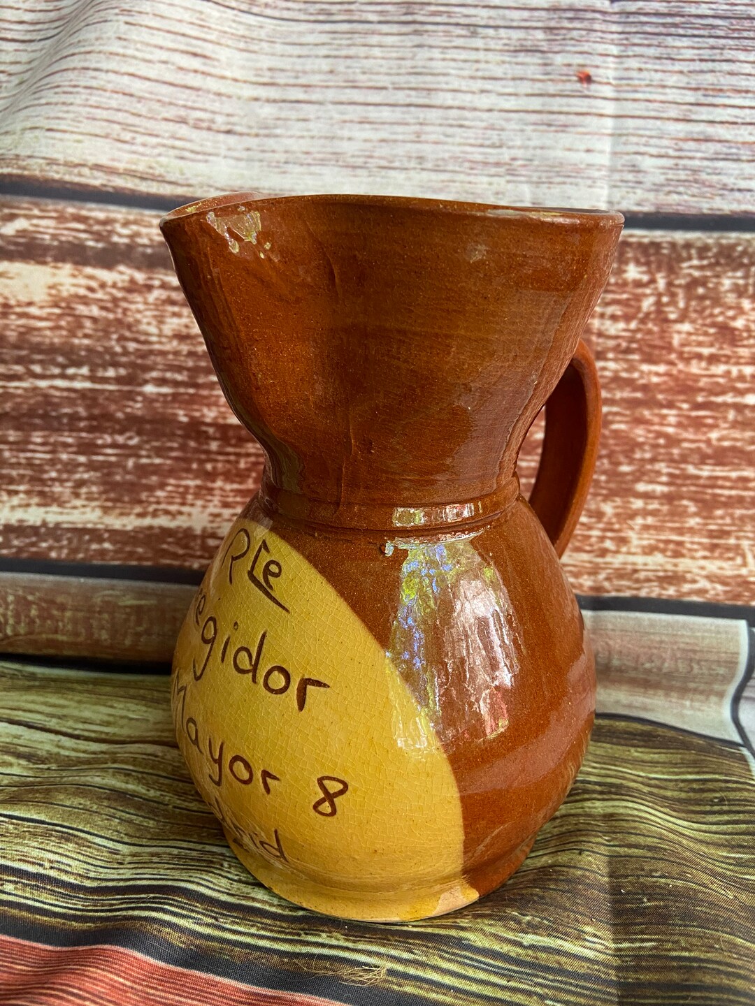 Vintage Pottery REDWARE Clay Glazed Vessel Jug Wheel Thrown Pitcher ...