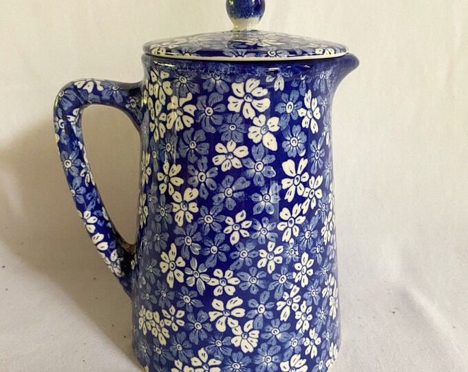 Vintage Hillchurch Pottery Flora Blue White Floral Chintz Pitcher ...