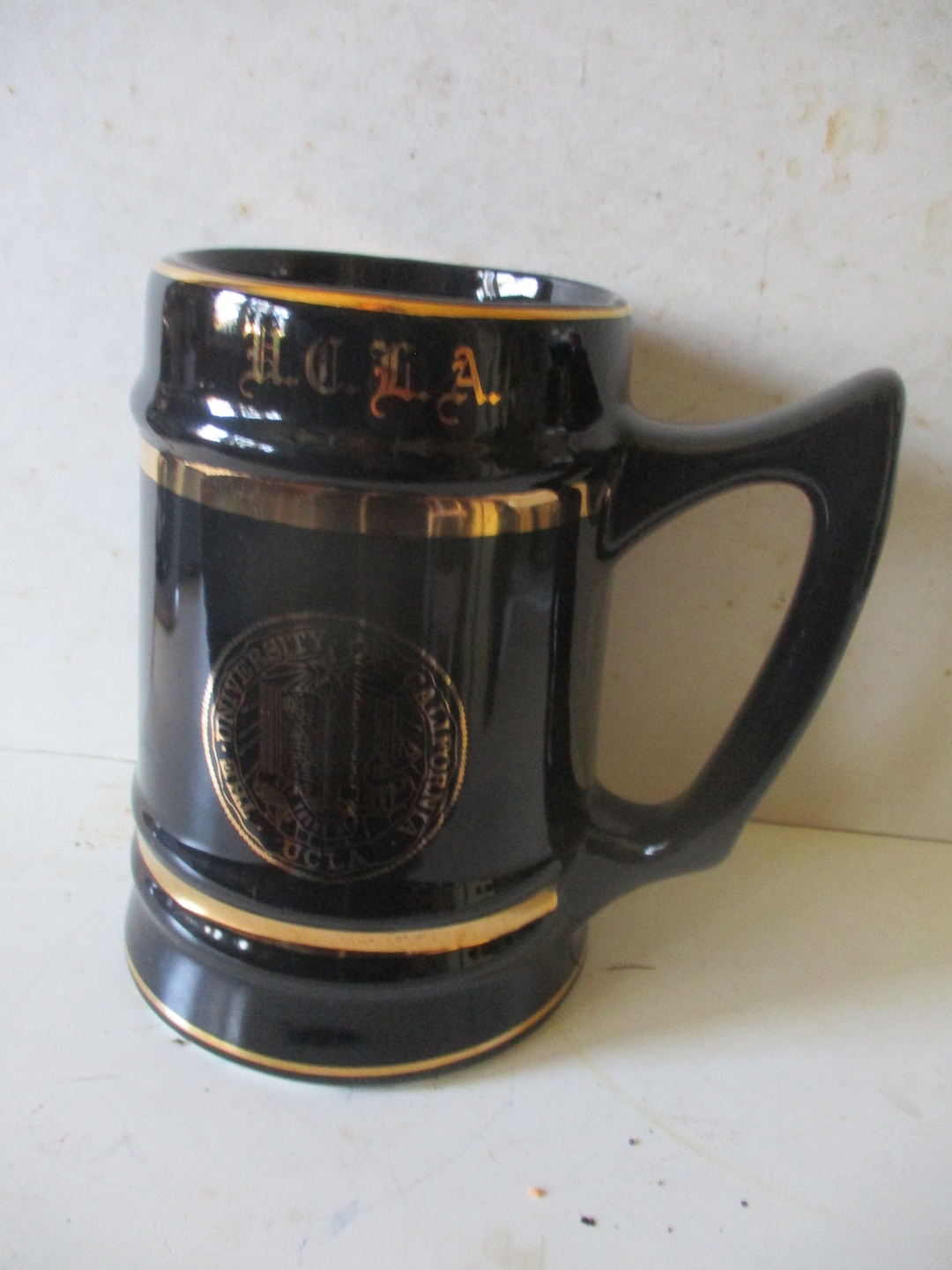 UCLA Mug by WC Bunting - Gilt Trim Black Ceramic 32 Oz Mug - Coffee or ...