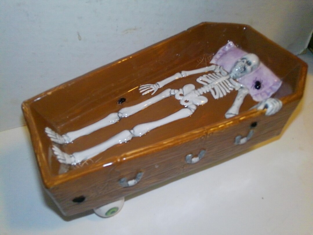 Coffin Shaped Candy Dish - Day of the Dead Inspired Rolling Bowl With ...