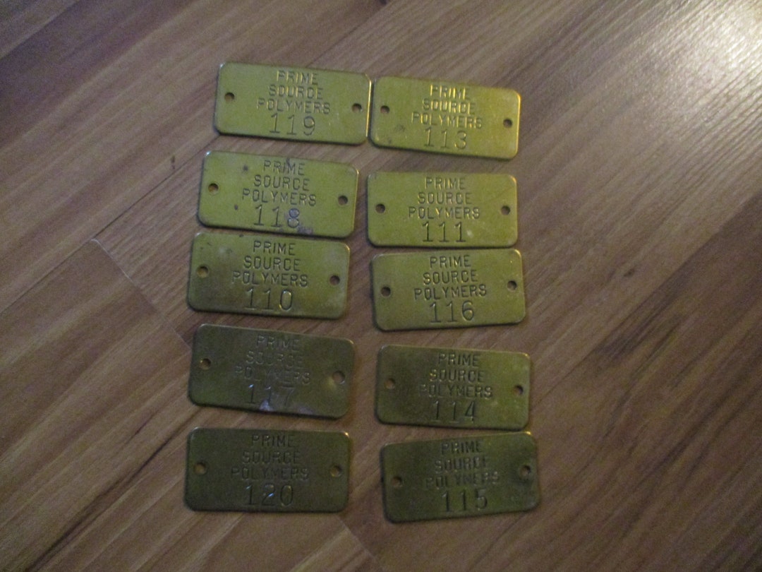 Brass Tool Locker Tags - Prime Source Polymers- Set of 10 Tags W ...