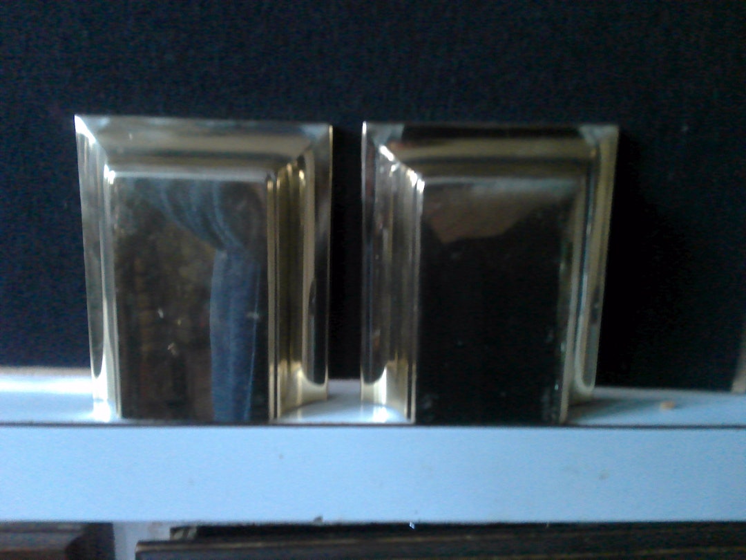 Modern Brass Bookends - MCM Gold Brick Forms 4.5" X 3.75" X 4" Deep W ...