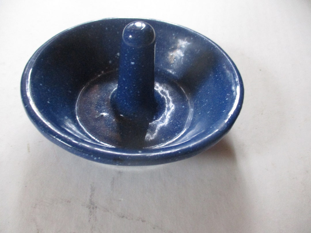 Apple Schnitzer Ring Dish - Blue Speckled Enamel on Cast Iron Form 5 ...