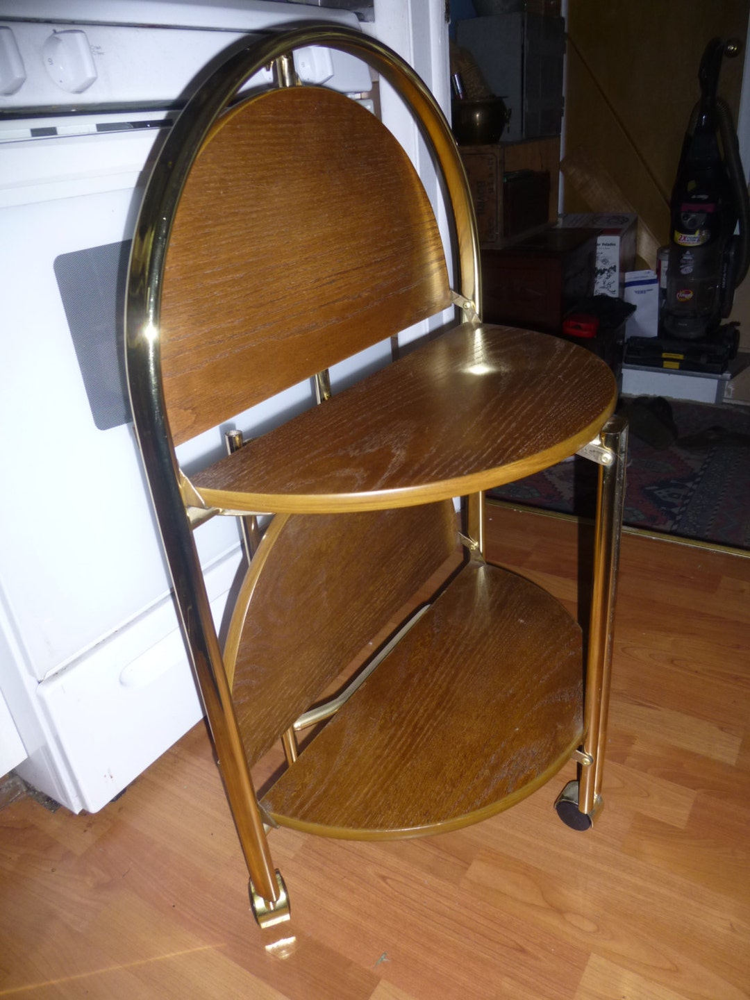 Convertable Table or Bar Cart - Gorgeous Mid Mod Wood and Brass ...