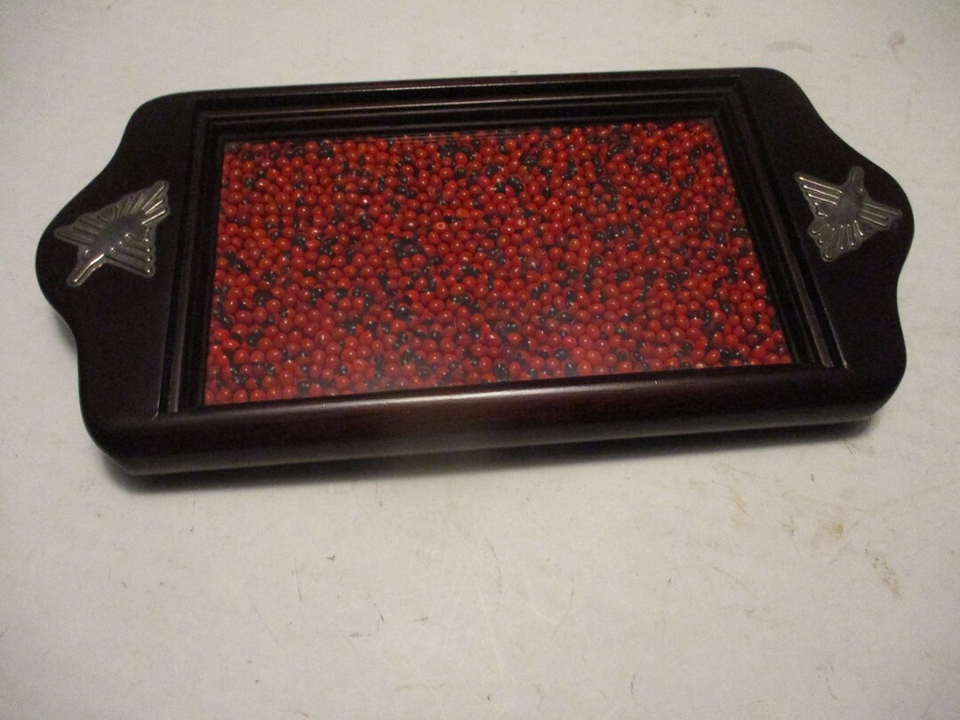 Tip Tray - Unusual Wood Tray With Peppercorns Under Glass and ...