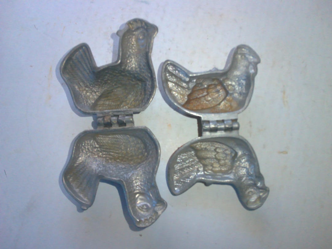 Ice Cream Molds -2 Different Chicken Shaped Hinged Forms Make a 3.75 ...