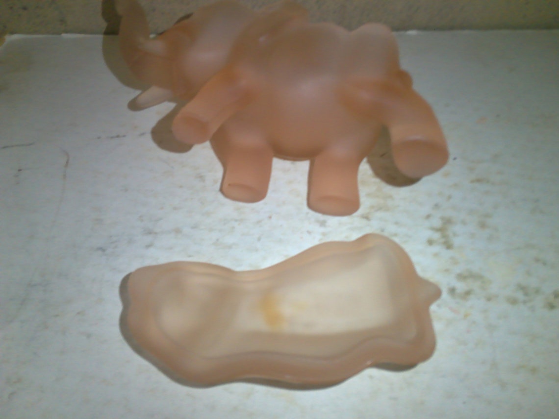 Pink Satin Glass Elephant Box by Tiara - 2 Piece Modern Form for Use or ...
