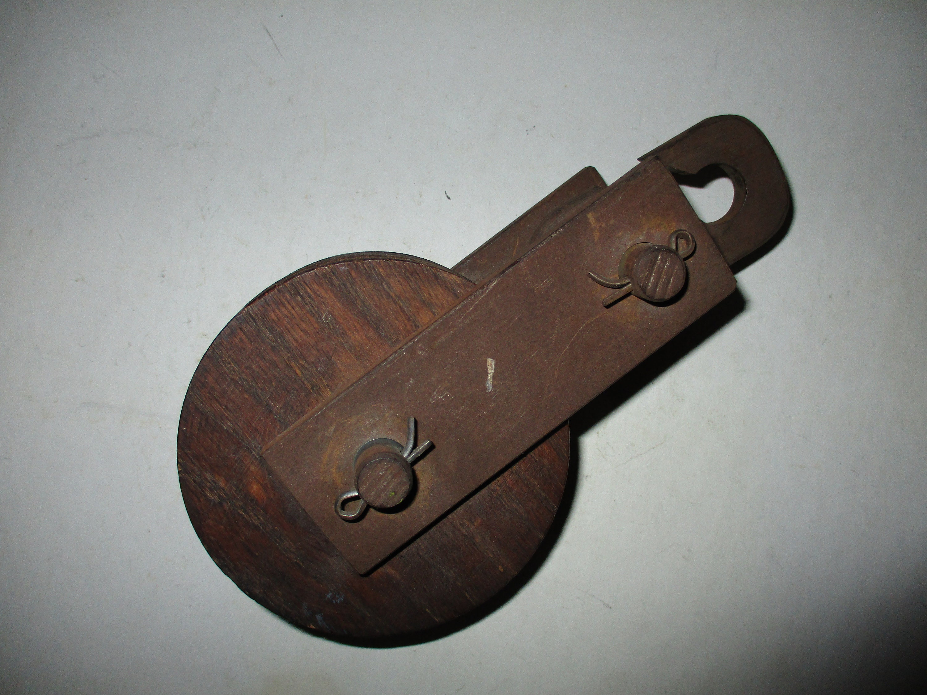 Antique 2 wheel wood and Iron Pulley Rare Industrial Form | Etsy