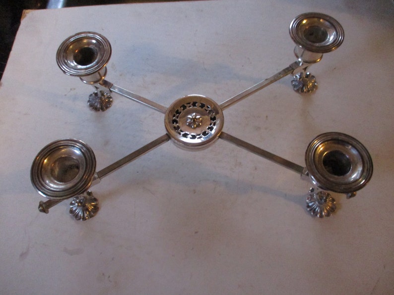 Silverplate Trivet Candelabra - Adjustable Form - Edwardian Trivet or ...