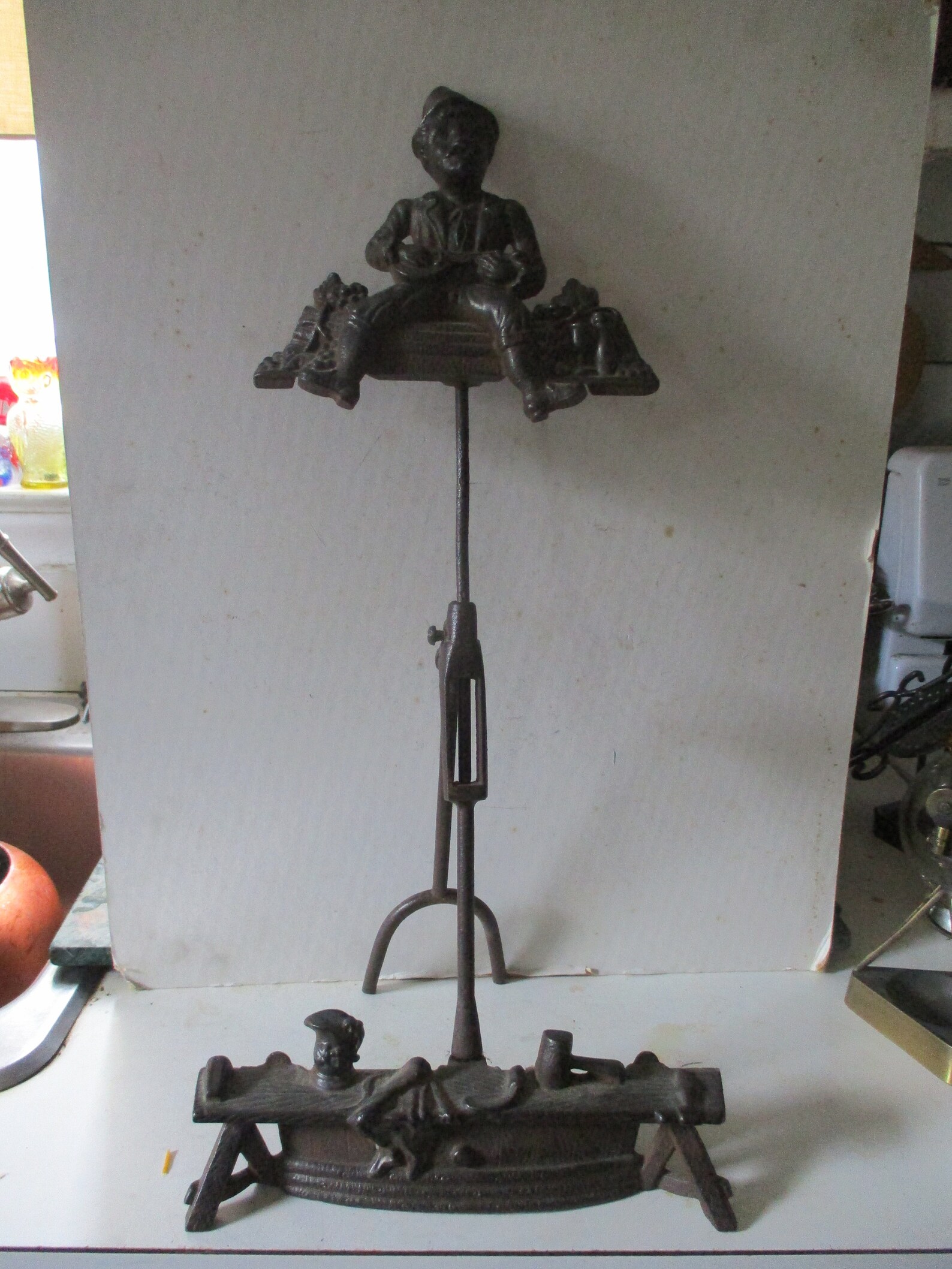 Antique Figural Easel Menu Board Stand - Adjustable 19.5" High Form W ...