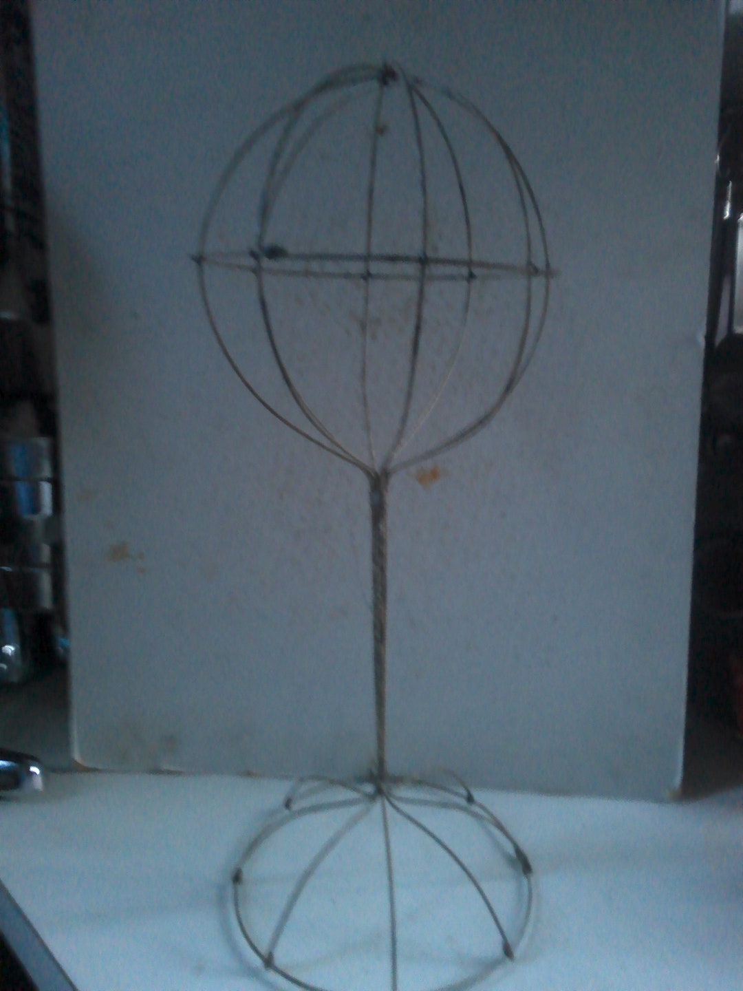 Wire Millinary Hat Stand 16 High W 6.5 Diam. Head and Base Antique ...
