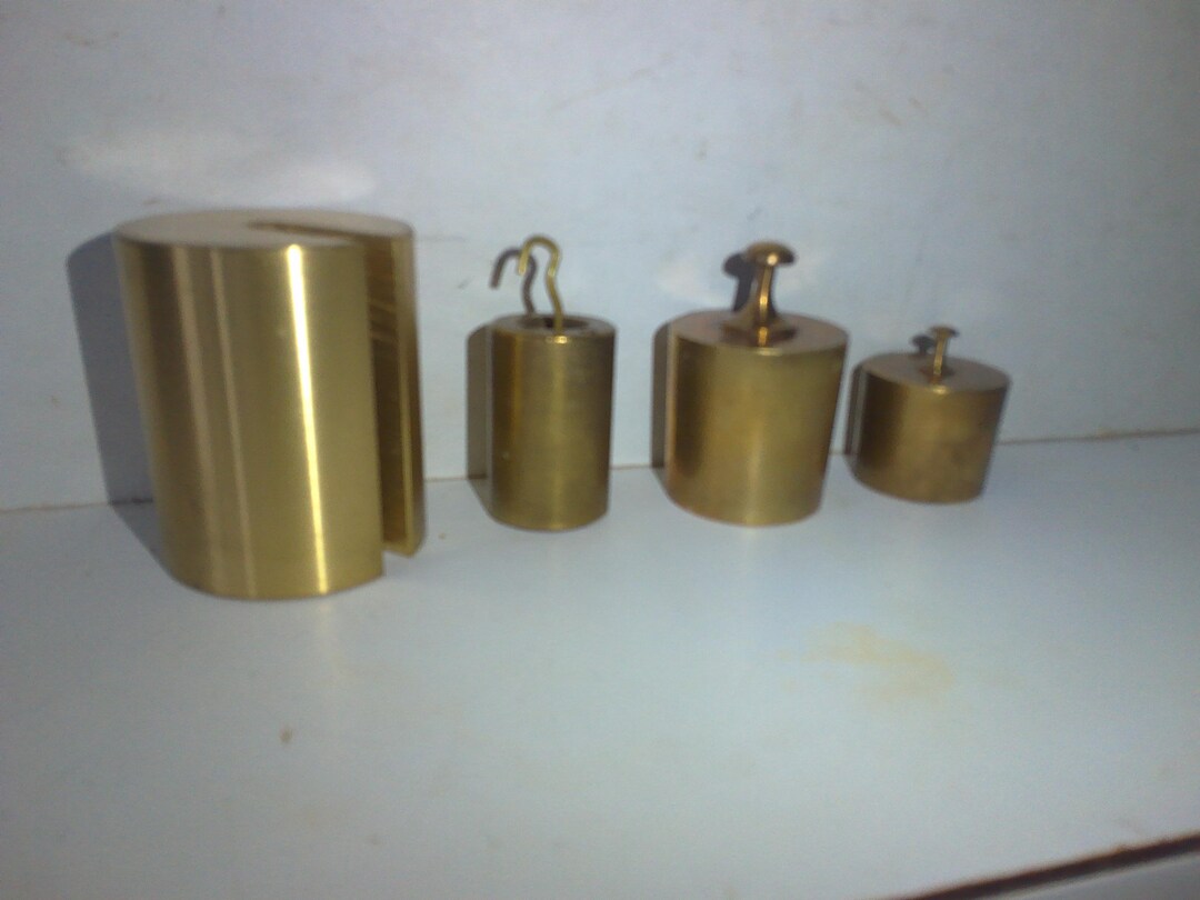 Brass Scale Weights - Set of 4 Assorted Shapes and Styles of Scientific ...
