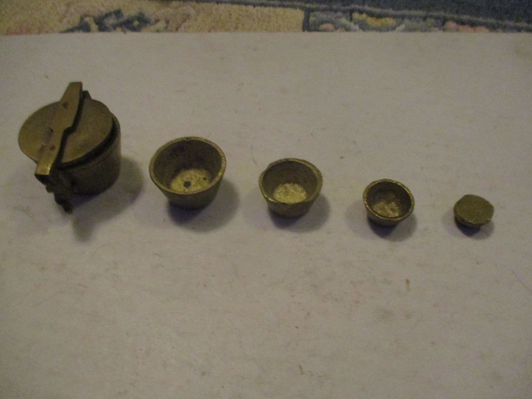Cup Weights - Antique Cast Bronze Graduated Weights in Shape of Small ...