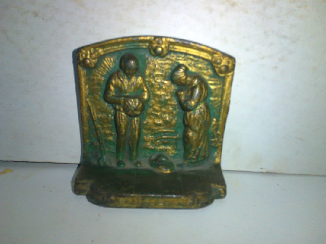 Cast Iron Bookend - the ANGELUS Repro W Bronze Finish of Jean-francois ...