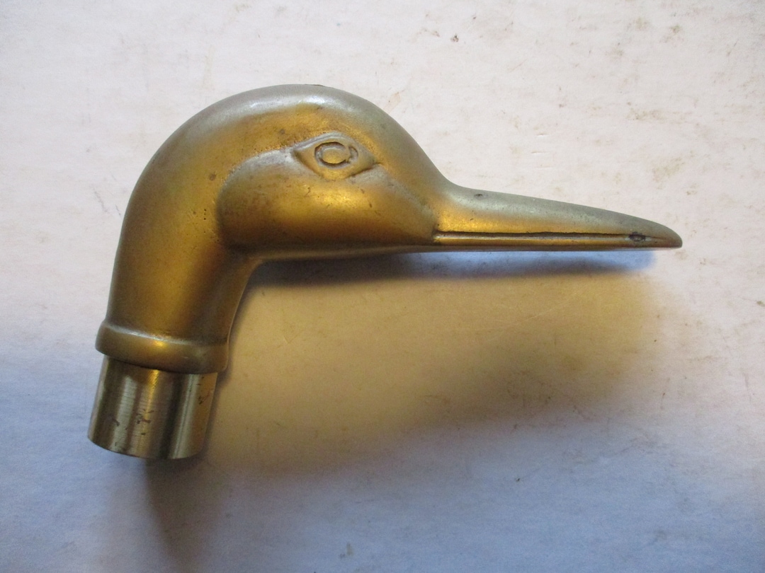 Brass Bird Head Flask Cane Handle - Duck Swan or Goose Form Use as Cane ...