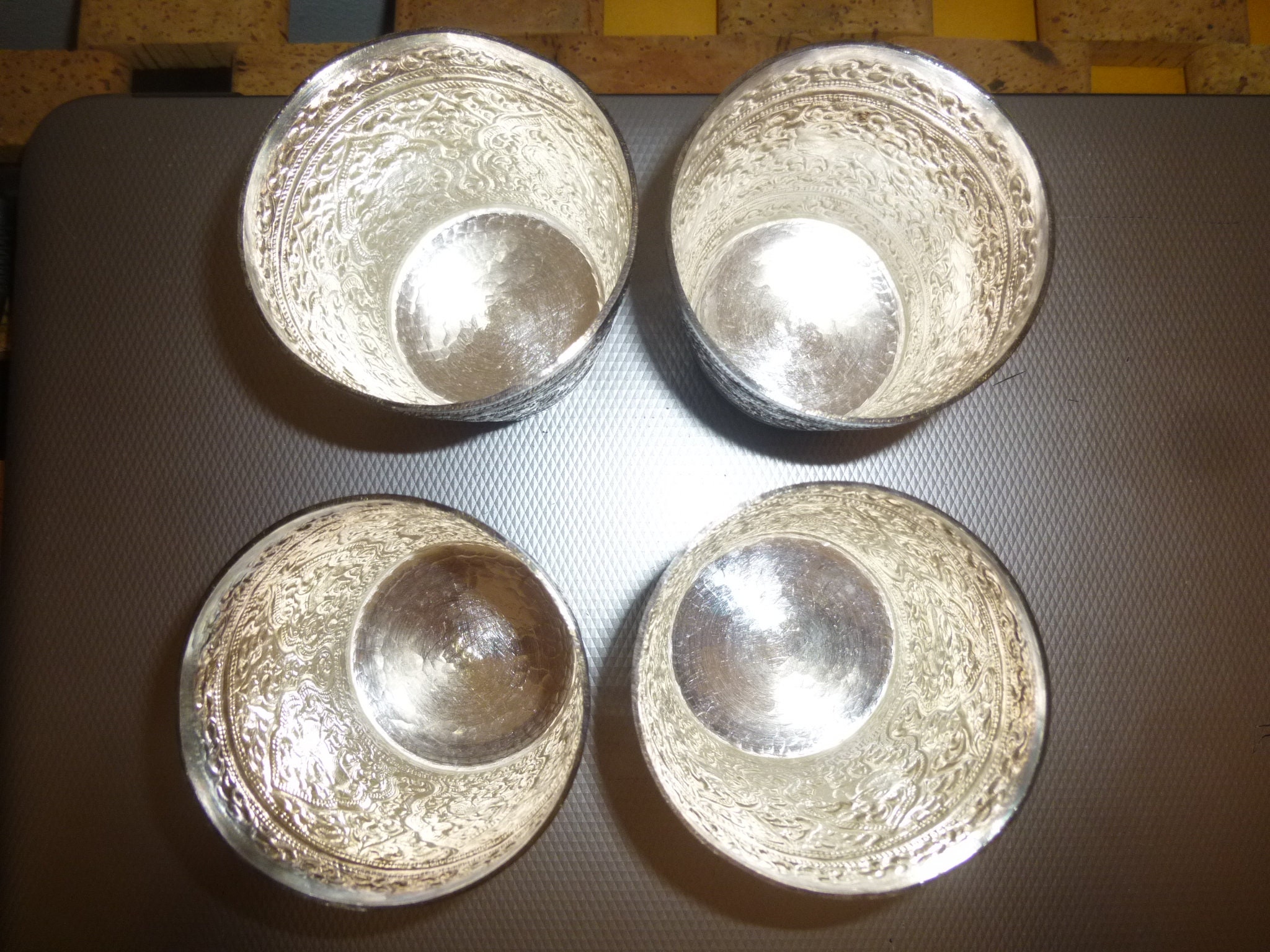 Antique Solid Silver Islamic Drinking Cups Ornate Set of 4 | Etsy