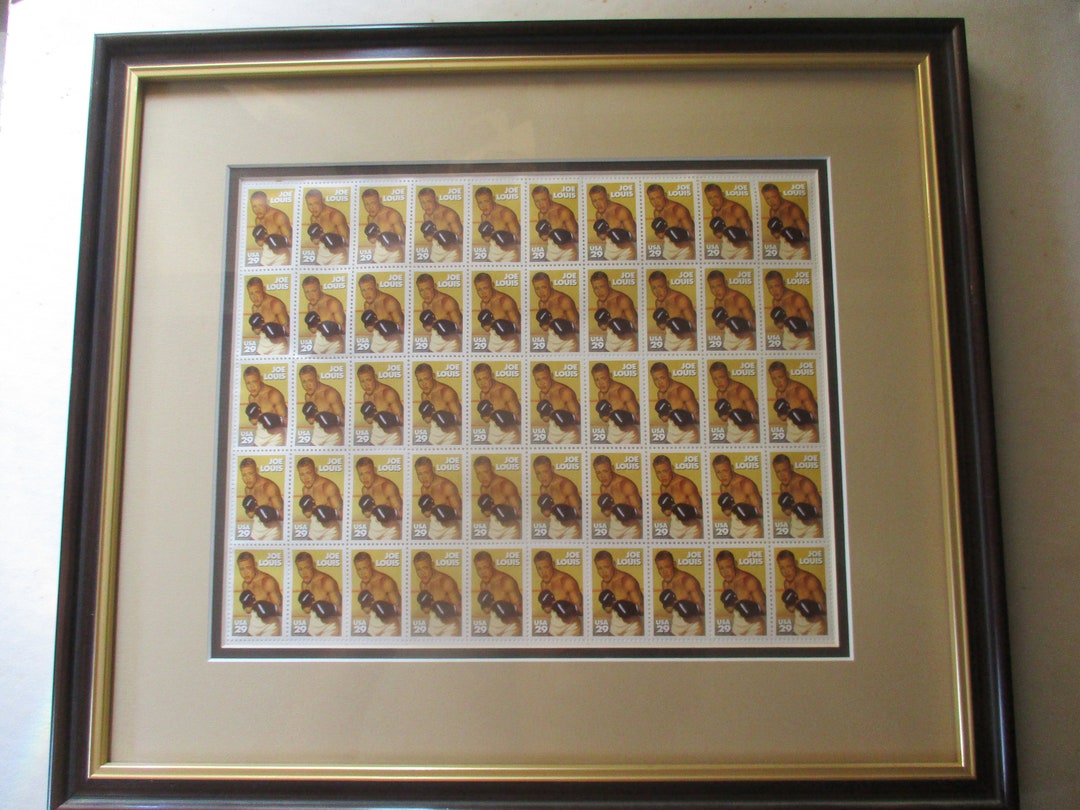 Boxer Joe Louis Postage Stamps - Framed Full Sheet of Fifty Stamps ...