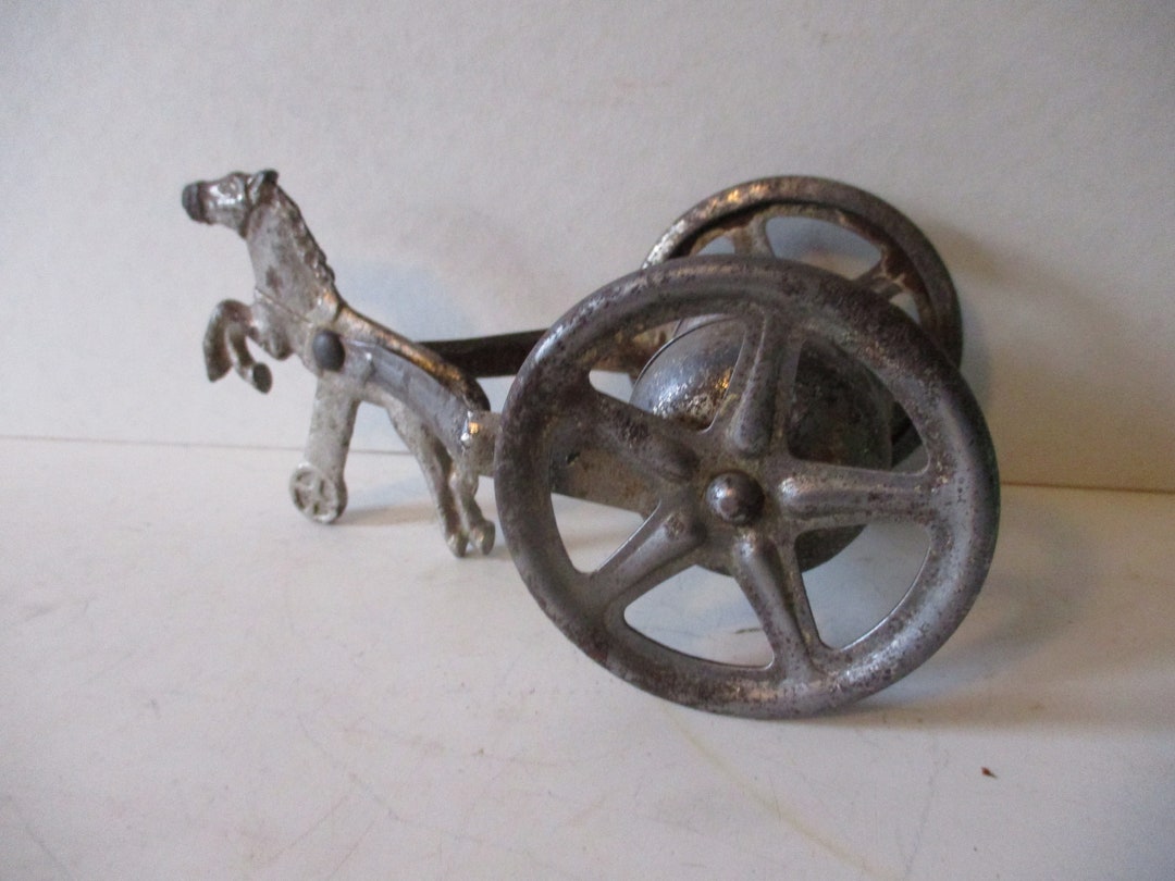 Horse Drawn Bell Cart - Antique Cast Metal Form - 2 Bells Between Cart ...