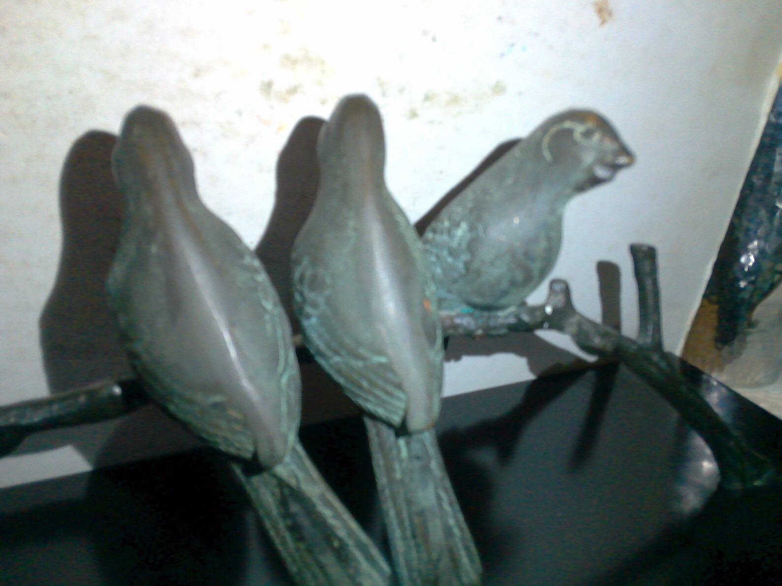 Bronze Tree Branch and 4 Birds Natural Decor - Cast Bronze on Wood Base ...