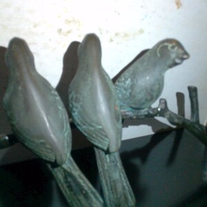 Bronze Tree Branch and 4 Birds Natural Decor - Cast Bronze on Wood Base ...