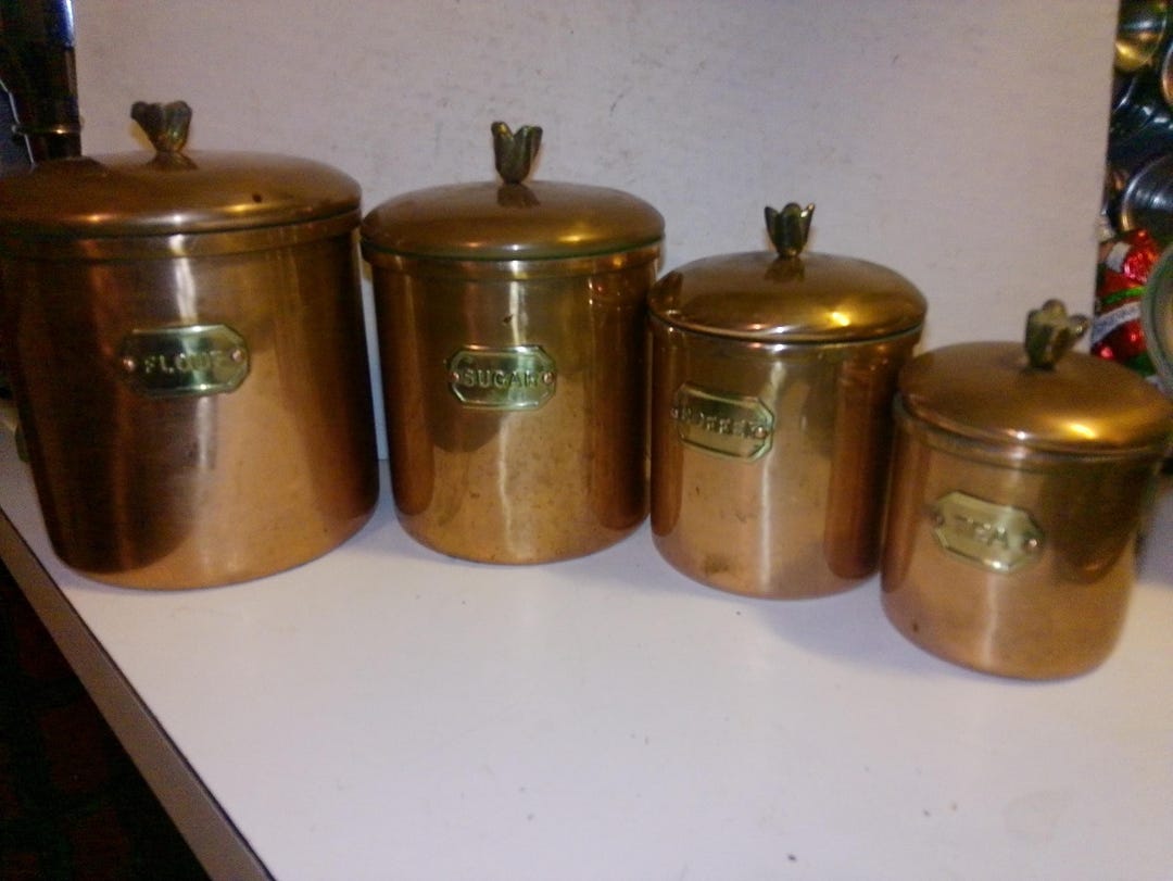 Copper Canister Set 4 Piece Nesting Set 15, 30, 60 and 90 Oz Sizes ...