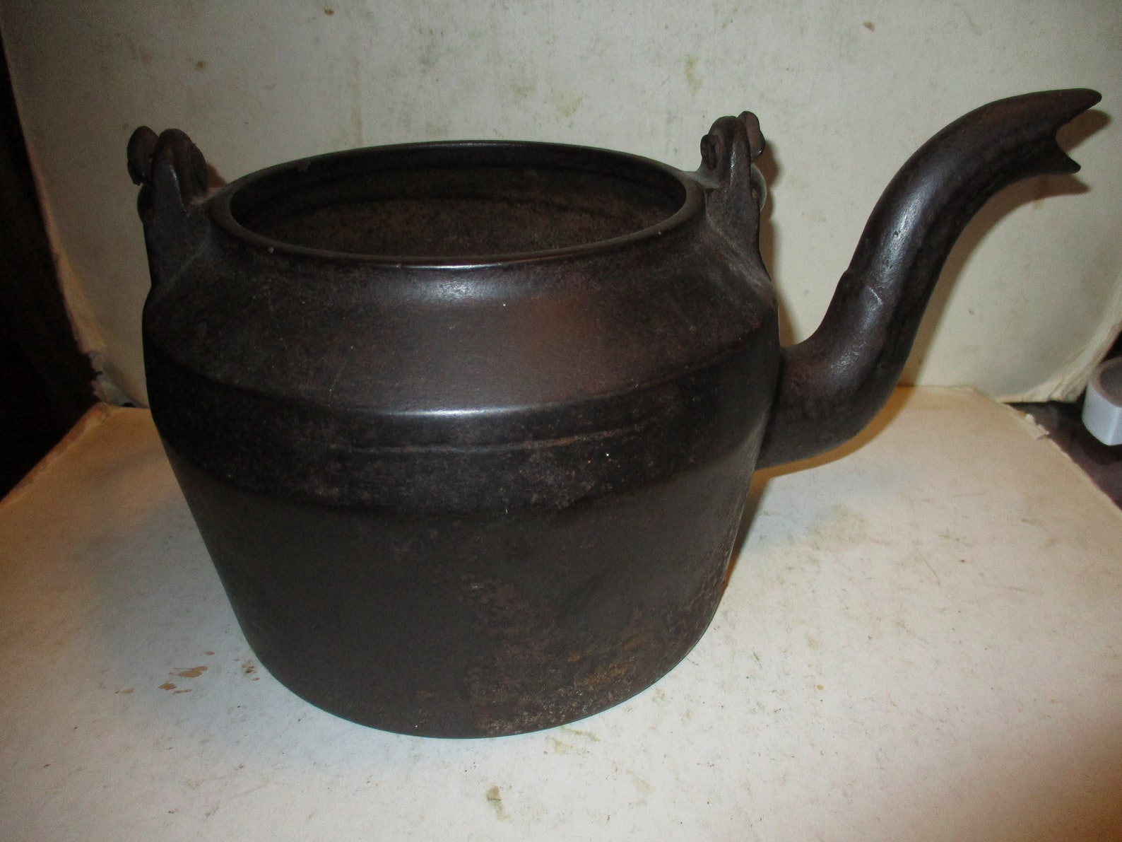 Cast Iron Teapot Kettle - NO LID - Antique Swing Handle 96 Oz. Birds ...