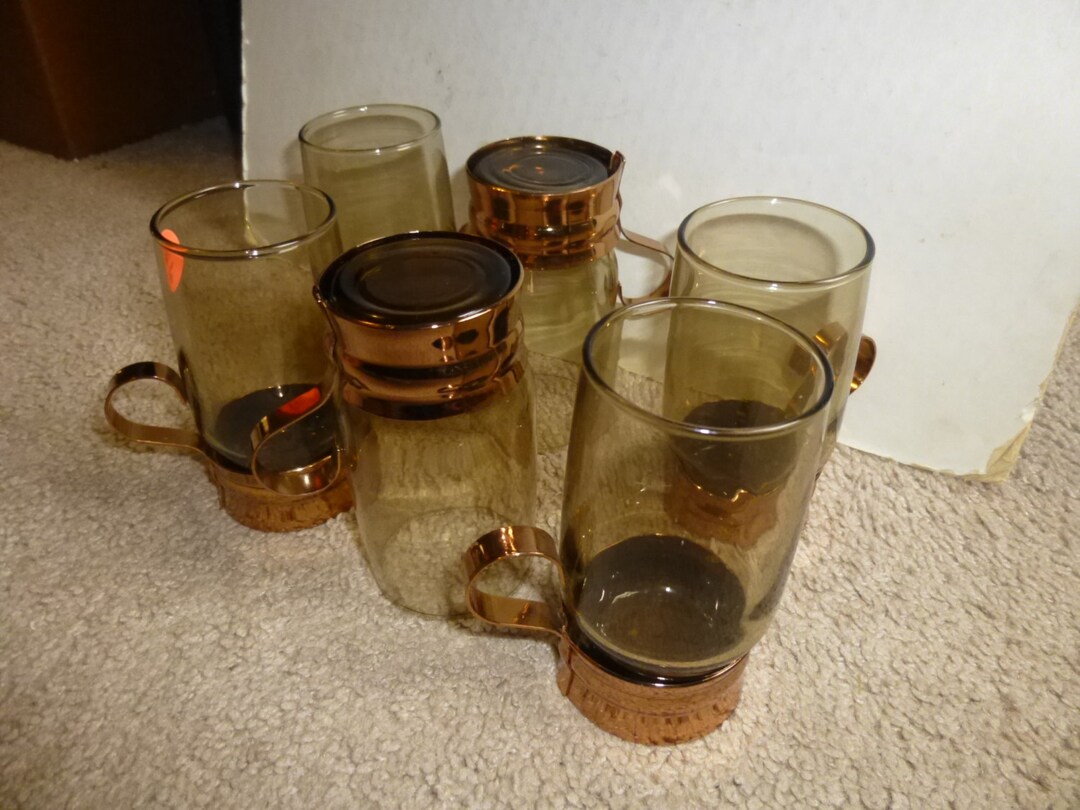 Amazingly Modern Brass and Glass Coffee - Tea - Juice Cups or Mugs ...