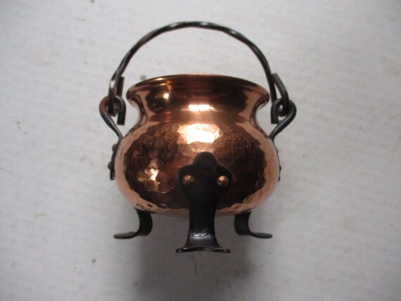 Hammered copper 3 legged Smudge Pot Cauldron with wrought | Etsy