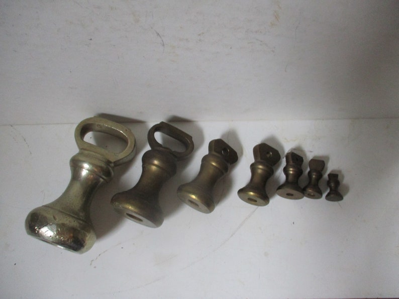 Brass Bell Shaped Scale Weights - Antique 7 Piece Set From .5 Oz to 2 ...