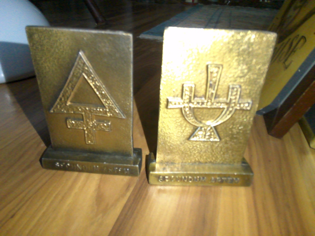 Alchemy Symbols - Vinegar and Sulphur - Solid Brass Double Sided Relief ...