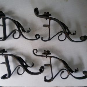 Antique Wrought Iron Railing Brackets Set of 4 10 X 5.5x 1.5 Across ...