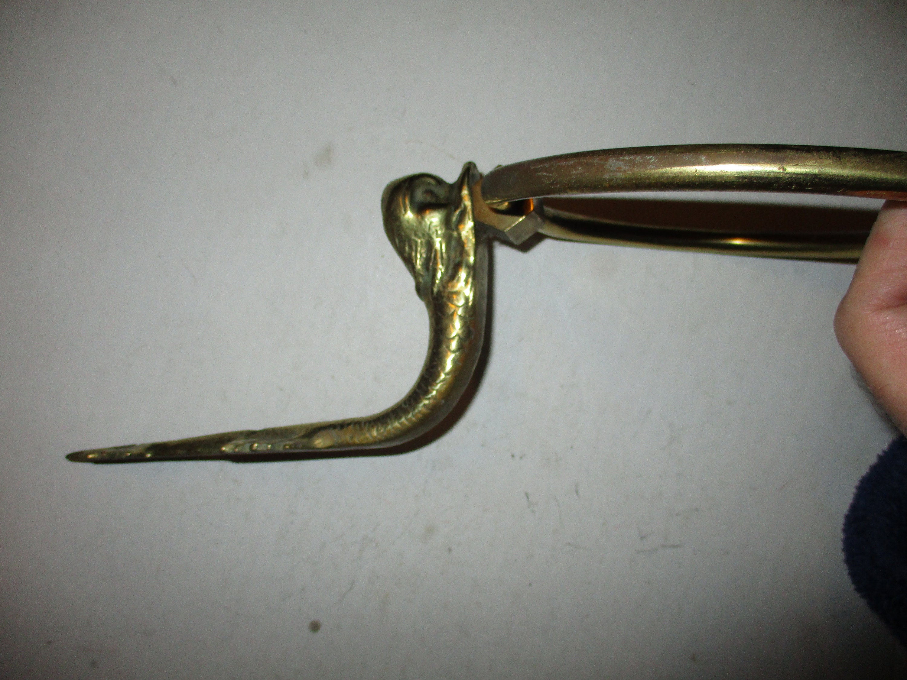 Victorian Brass Towel Ring - Unusual Fish Shaped Wall Mount 14" High X ...