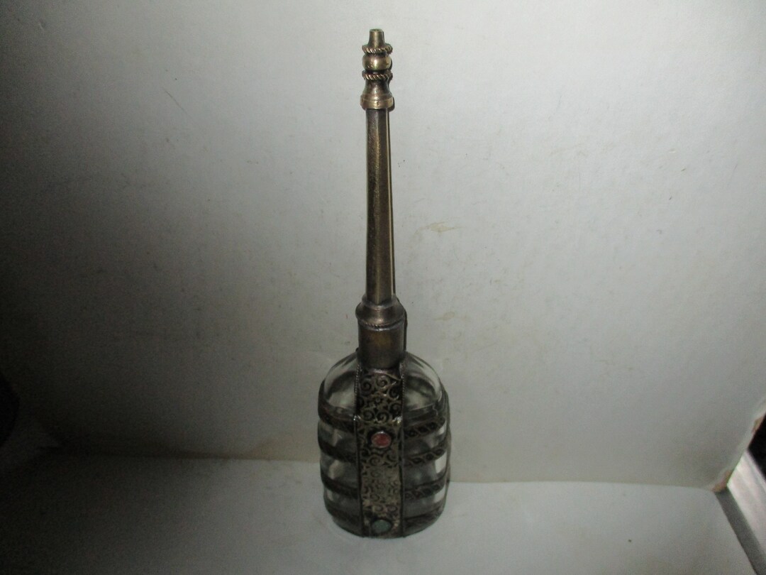 Antique Long Neck Perfume Bottle - Rare Tibetan/nepali Form of Silver ...