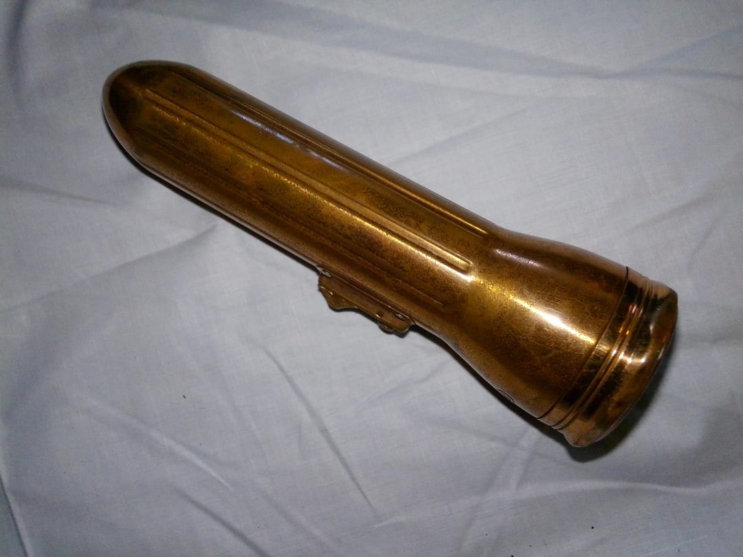 Rayovac Cloud Logo Copper Bullet Flashlight -1930s Working 7.5" Copper ...