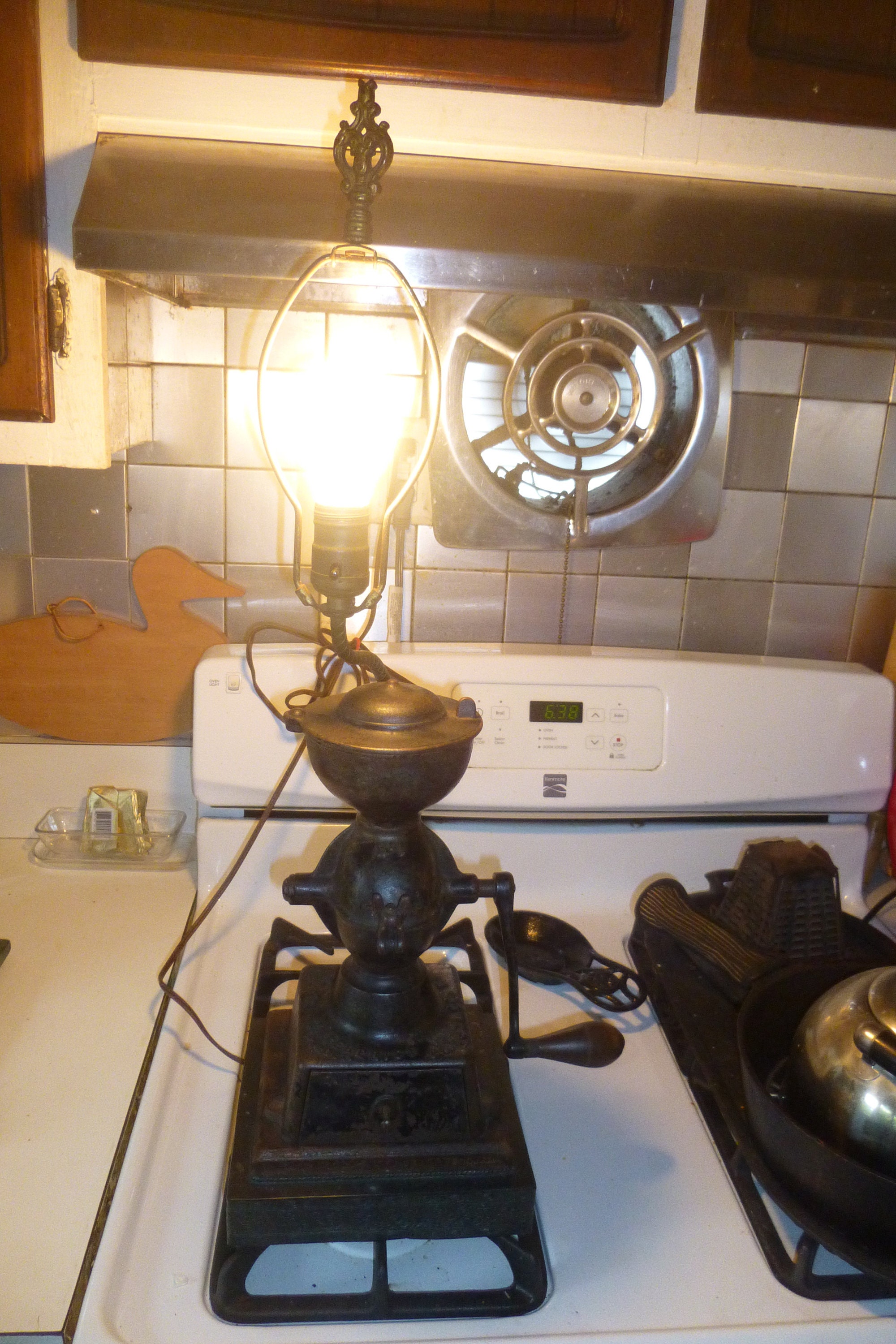 Cast Iron Coffee Grinder - Lamp - 1873 Enterprise Mfg Co of Philadephia ...