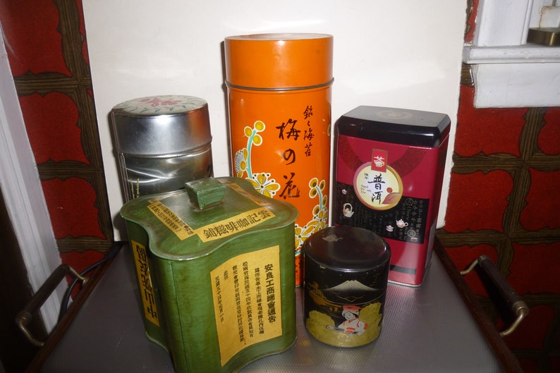 Vintage Japanese Tea Tin Caddies Classic Forms With Great - Etsy