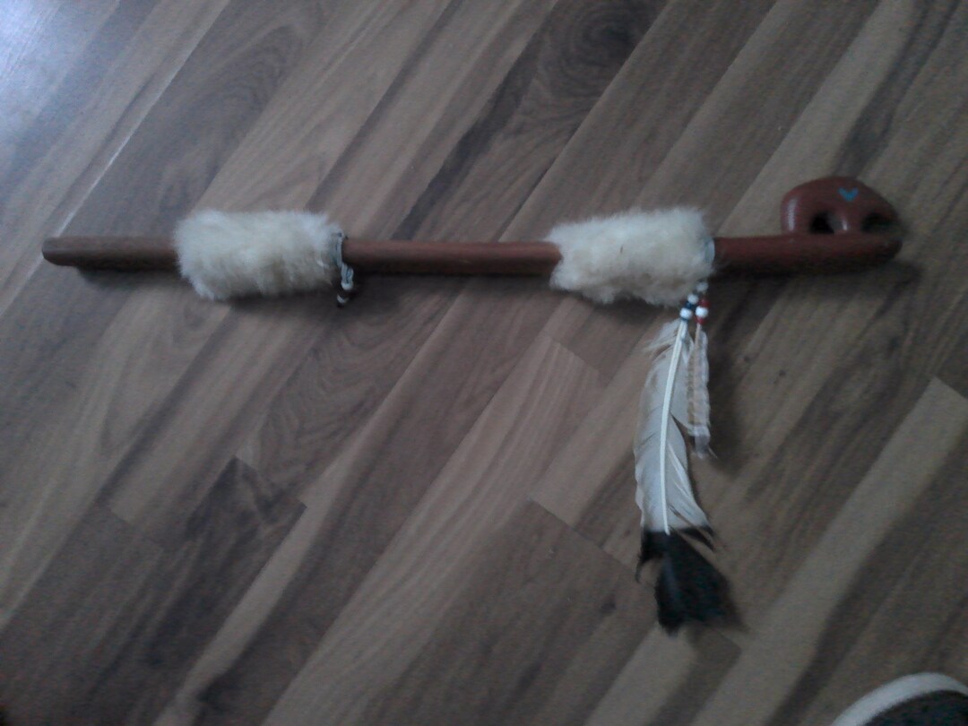 Native American Peace Pipe -24.5" Long Form Inc. 6" Catlinite Pipestone ...