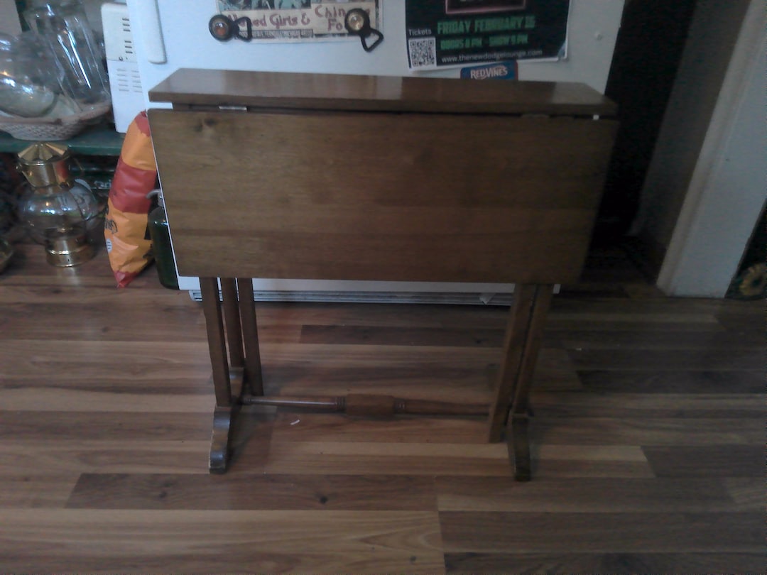 Gateleg Double Drop Leaf Side Table =-23" High -22" X 23" Top-turned ...