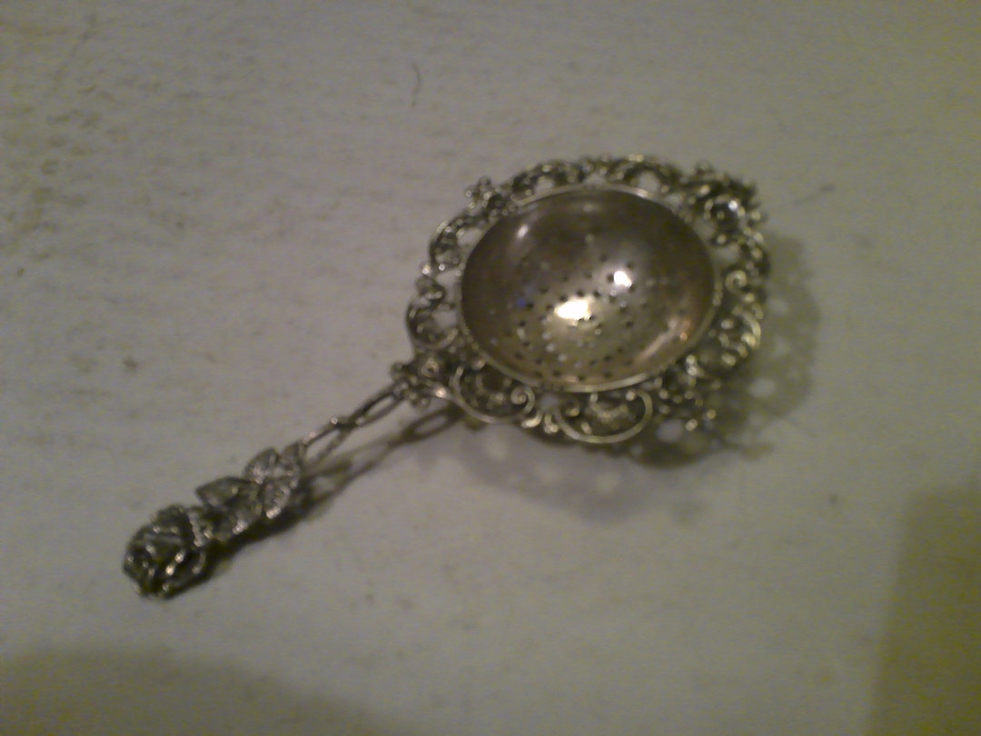 Art Nouveau Silverplate Tea Strainer Rare and Unusual Spoon Form With ...