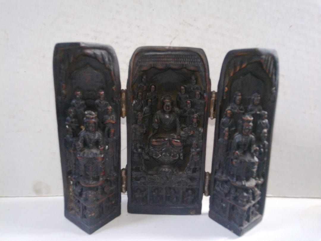 Buddha Temple Altar Portable Travel Shrine, Tri-fold Octagon Shaped 6. ...