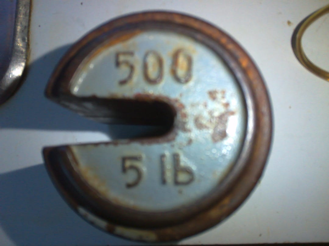 Cast Iron Scale Weight - Antique 5 Lb 500 Pennyweight Form W Distressed ...