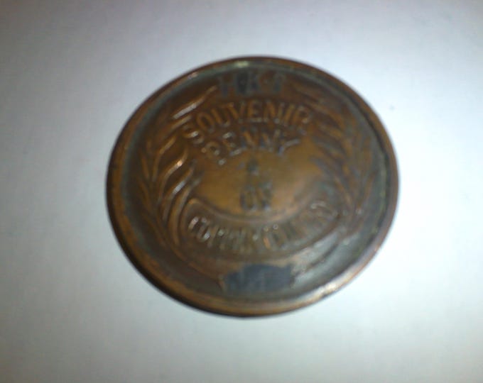 Souvenir Penny of Copper Country - 3" Diam. Oversized Lucky Coin W Trio ...