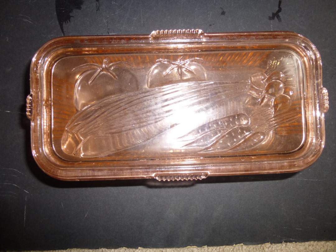 Funky Pink Glass Box-decorated Lid - Tomatoes - Carrots - Celery ...