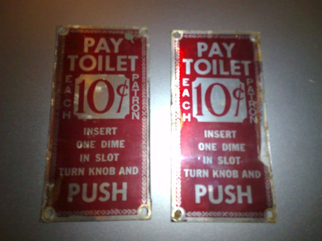 Pay Toilet Stall Door Signs - Set of 2 Antique Metal Door Signs 2.5" X ...